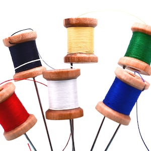 6 Mini Thread Spool Pins - Wound up by Hand - Vintage Look - Etsy