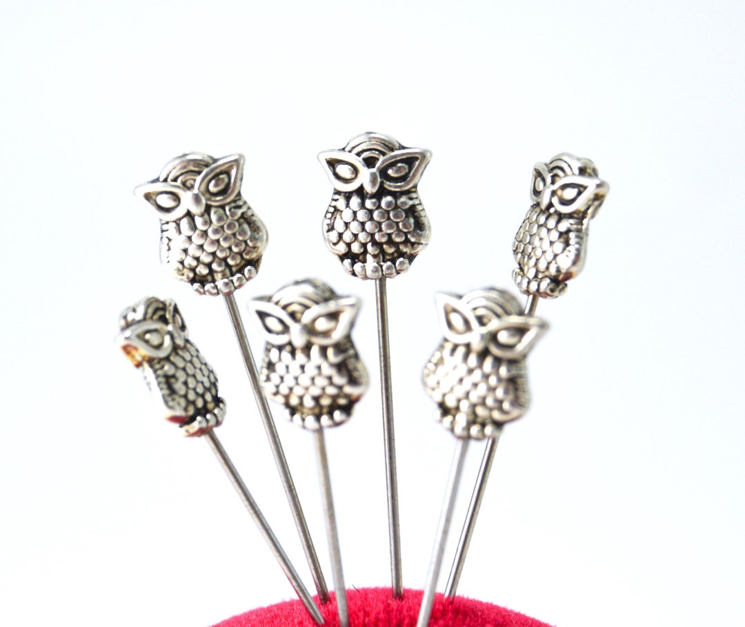 6 Silver Owl Pins - Medium - Etsy