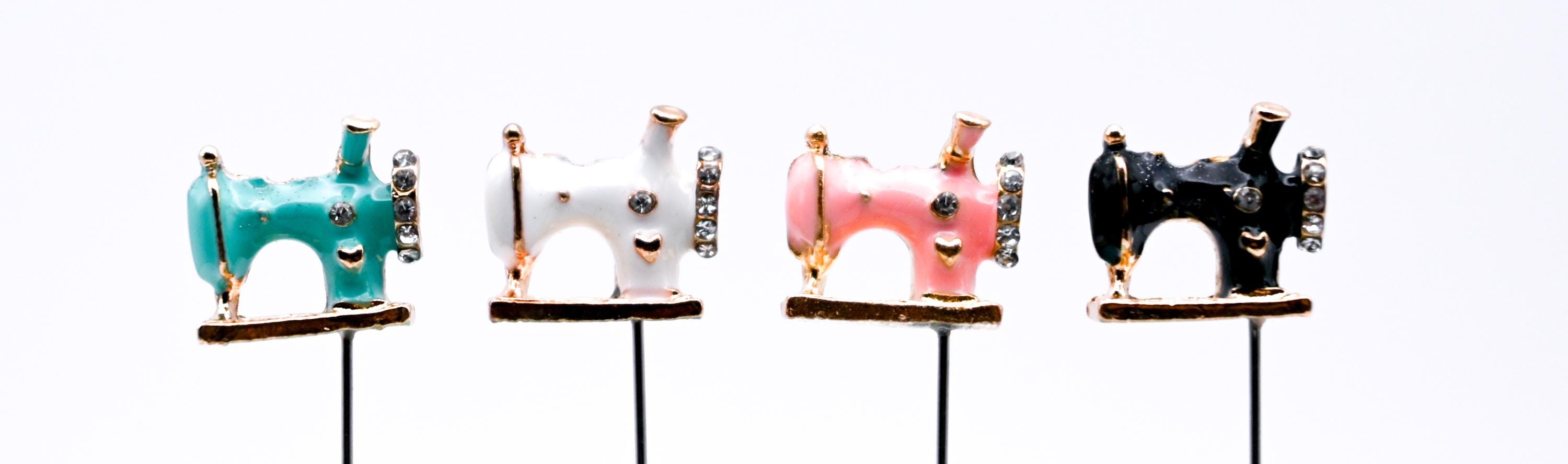 Vintage Enamel Sewing Machine Straight Pin – Zinc Alloy Pincushion ...