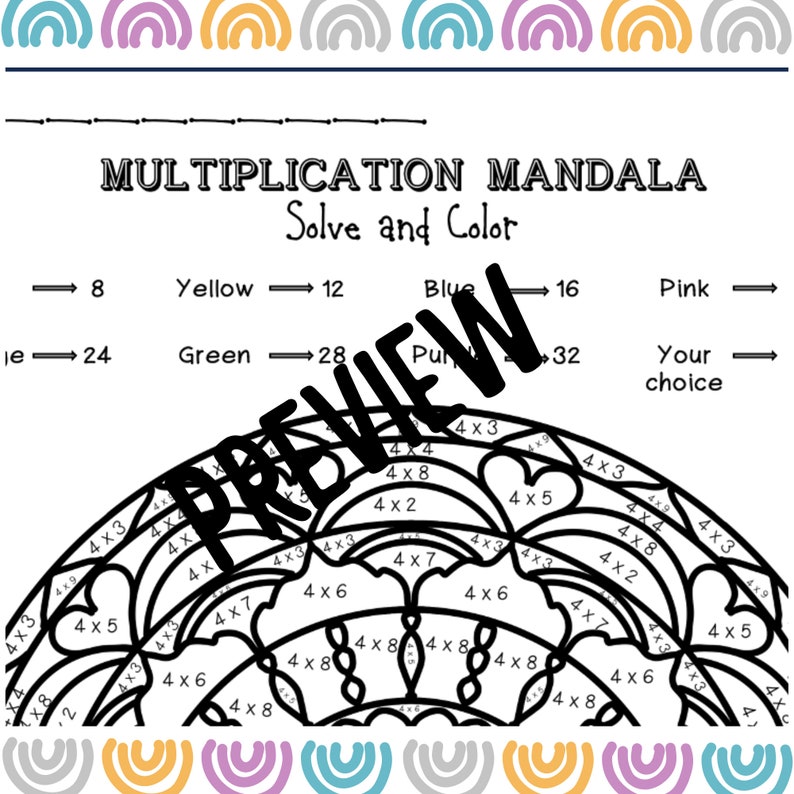 Color by Number Multiplication Fact Practice Mandalas 4s, 5s, and 6s - Etsy