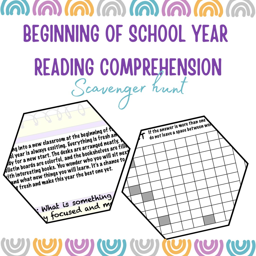 Beginning of School Year Reading Comprehension Scavenger Hunt 3rd Grade ...