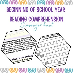 Beginning of School Year Reading Comprehension Scavenger Hunt 3rd Grade ...