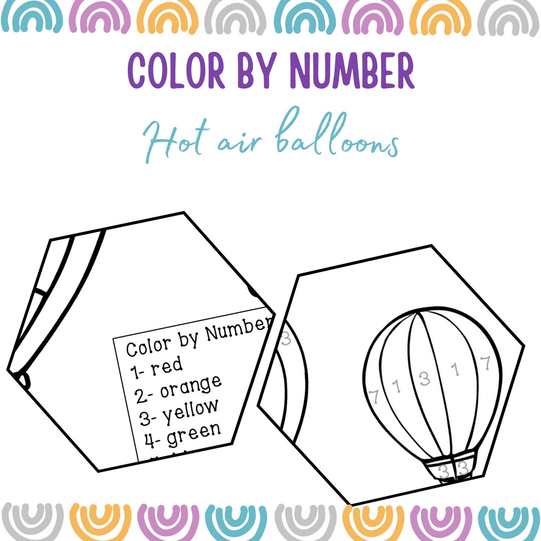 Color by Number-hot Air Balloons - Etsy