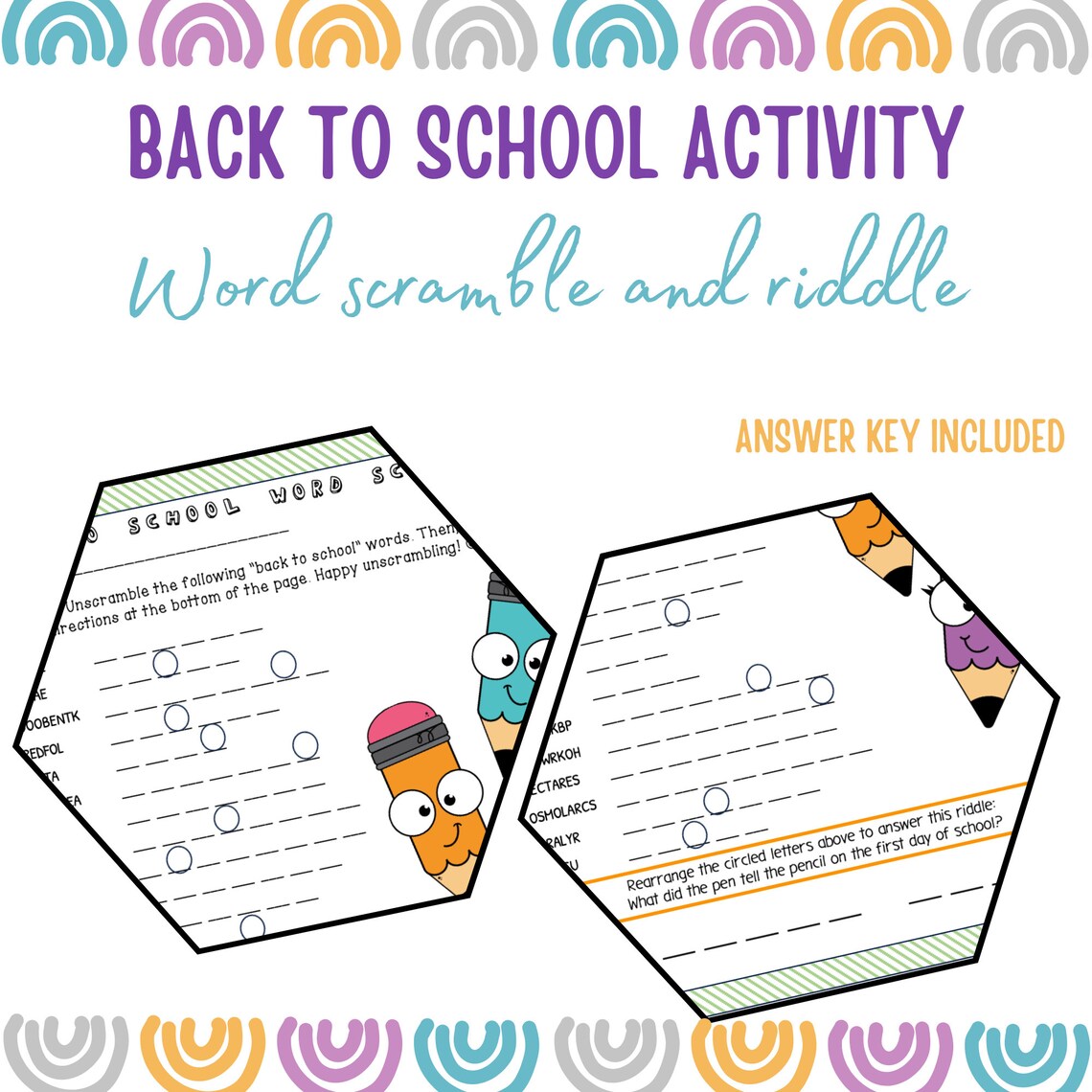 Back to School Word Scramble, Puzzle, and Riddle-great for First Day - Etsy