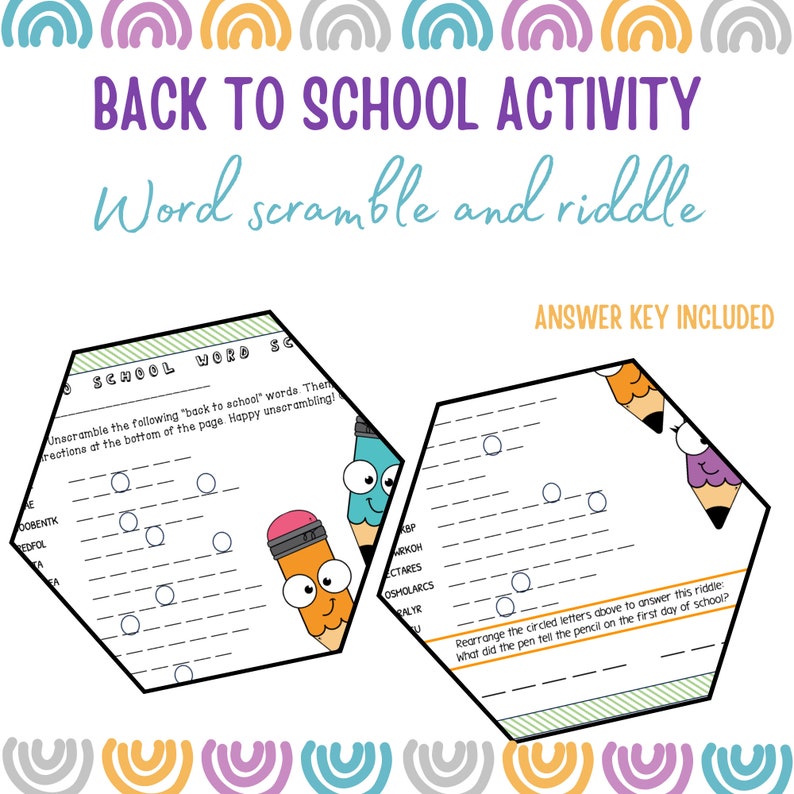 Back to School Word Scramble, Puzzle, and Riddle-great for First Day - Etsy
