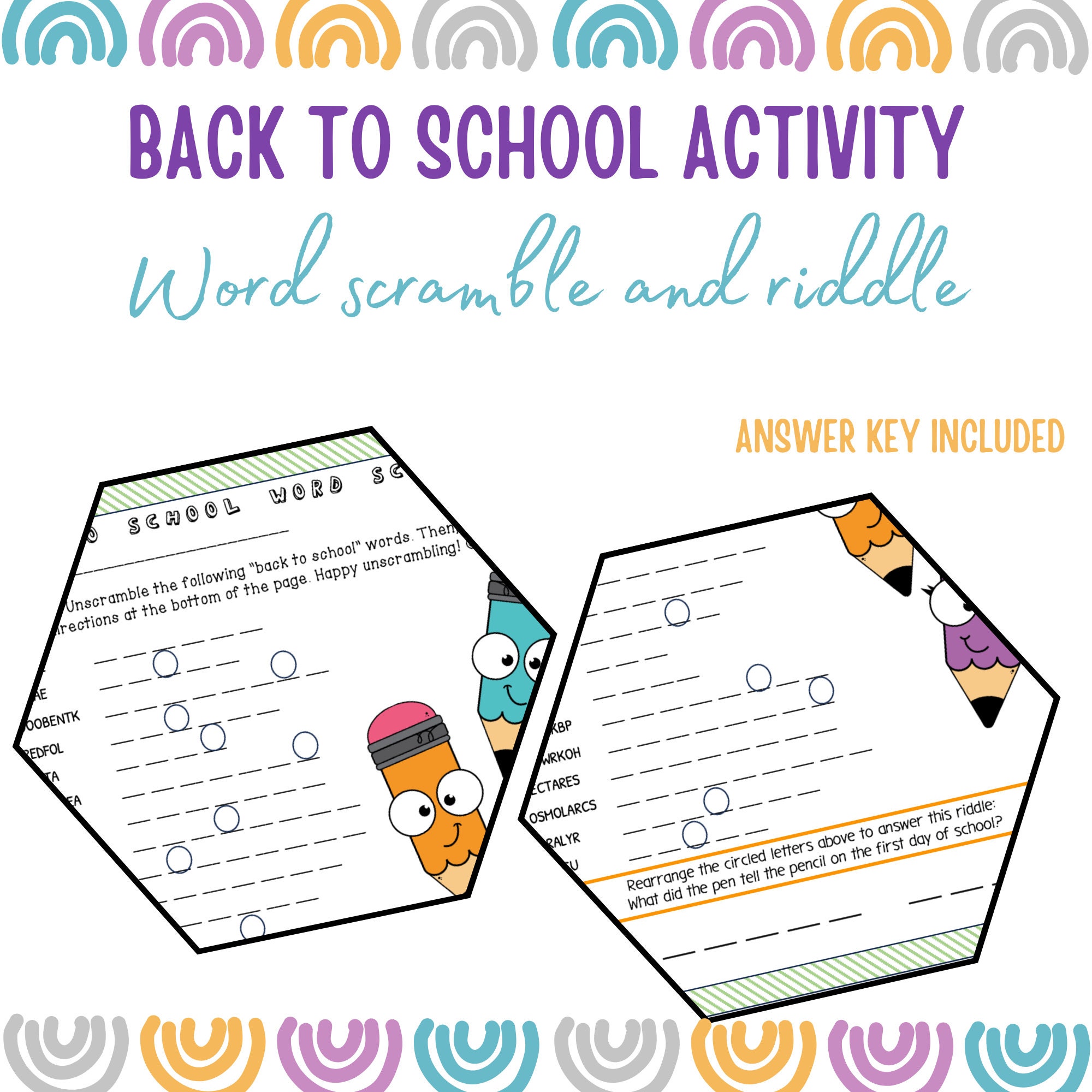 Back to School Word Scramble, Puzzle, and Riddle-great for First Day - Etsy