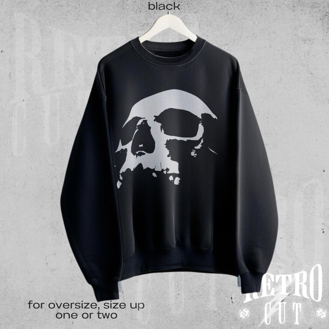 Vintage Y2K Skull Sweatshirt, Gothic Skeleton Graphic Shirt, Retro ...