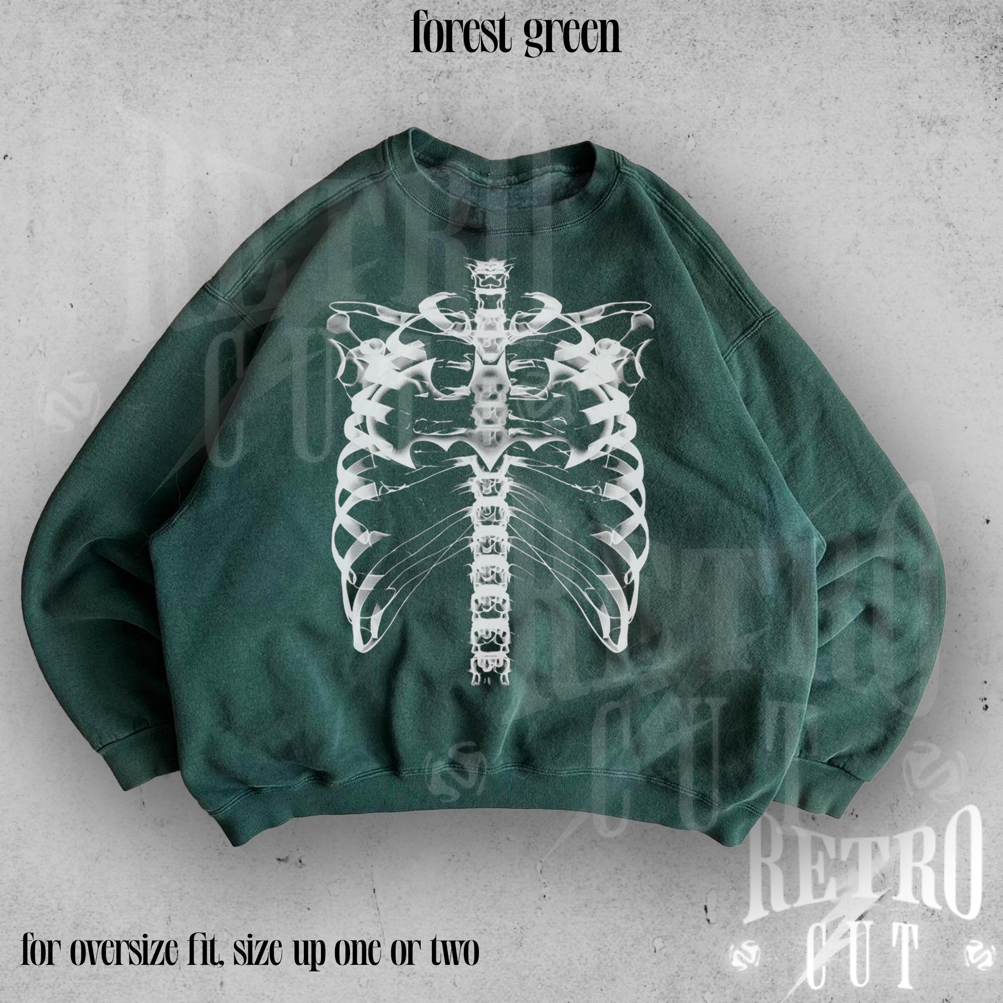 90's Oldschool Skeleton Rib Cage Sweatshirt, Vintage Gothic Grunge ...
