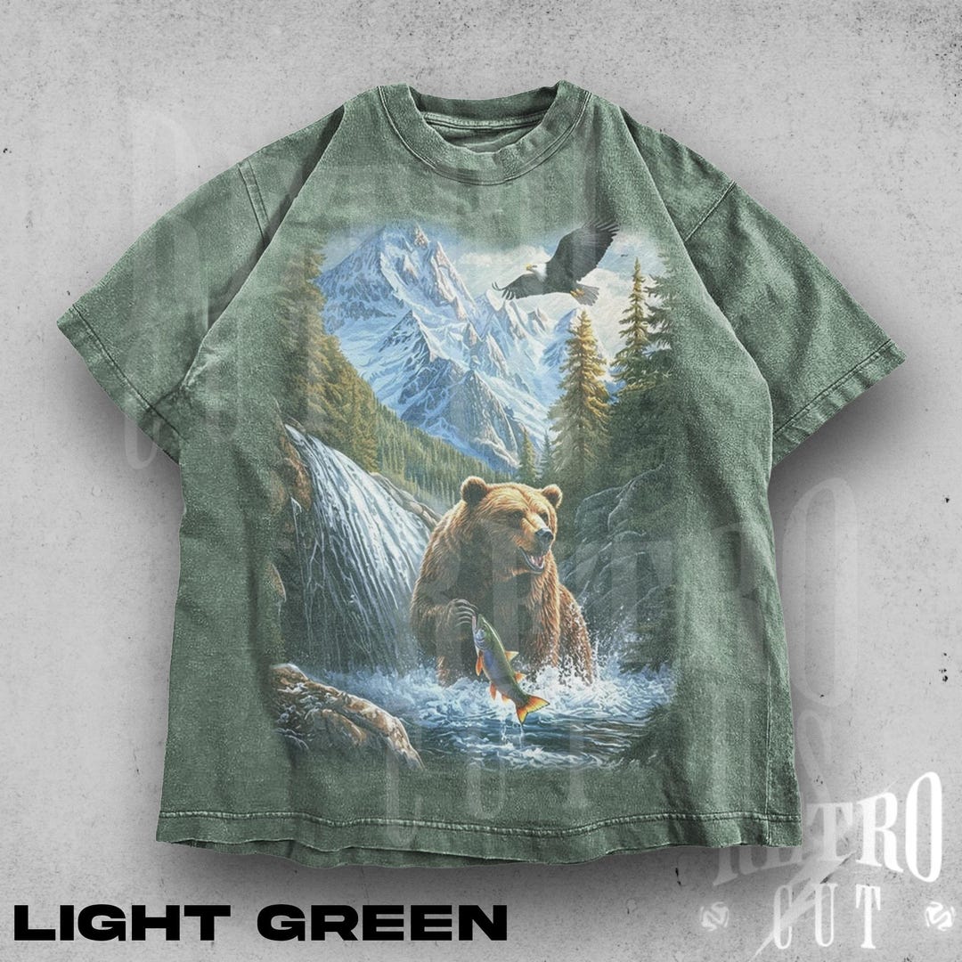 Vintage Adventure Bear Tee, Landscape Graphic T-shirt, Retro Outdoor ...