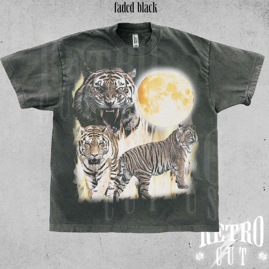 Vintage Tiger Graphic T-shirt, 90s Distressed Tiger Shirt, Retro ...