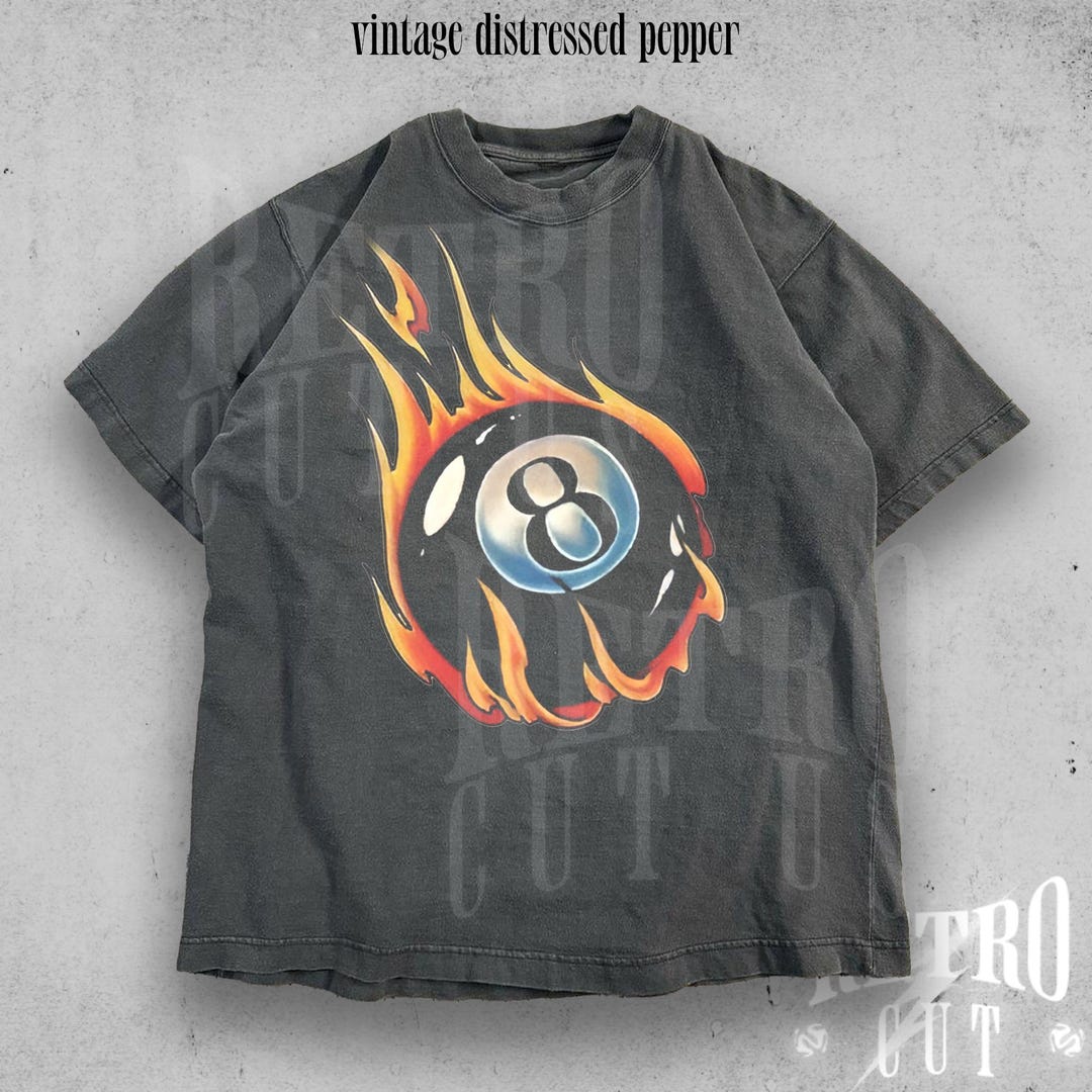 Vintage 8 Ball T-shirt, Y2K Retro Fire Graphic Tee, Lucky Billiards ...
