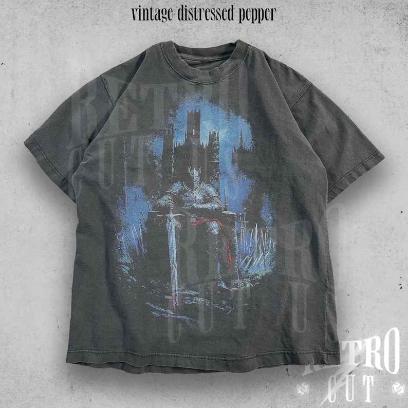 Y2K Dark Fantasy Knight Shirt, Vintage 2000s Grunge Graphic Tee, Gothic ...