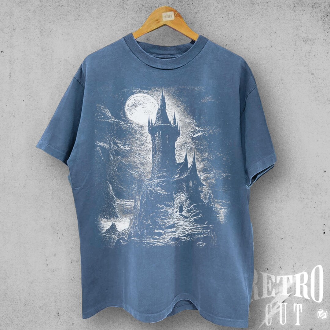 Vintage Y2K Castle T-shirt, Retro Fantasy Graphic Tee, Gothic Medieval ...