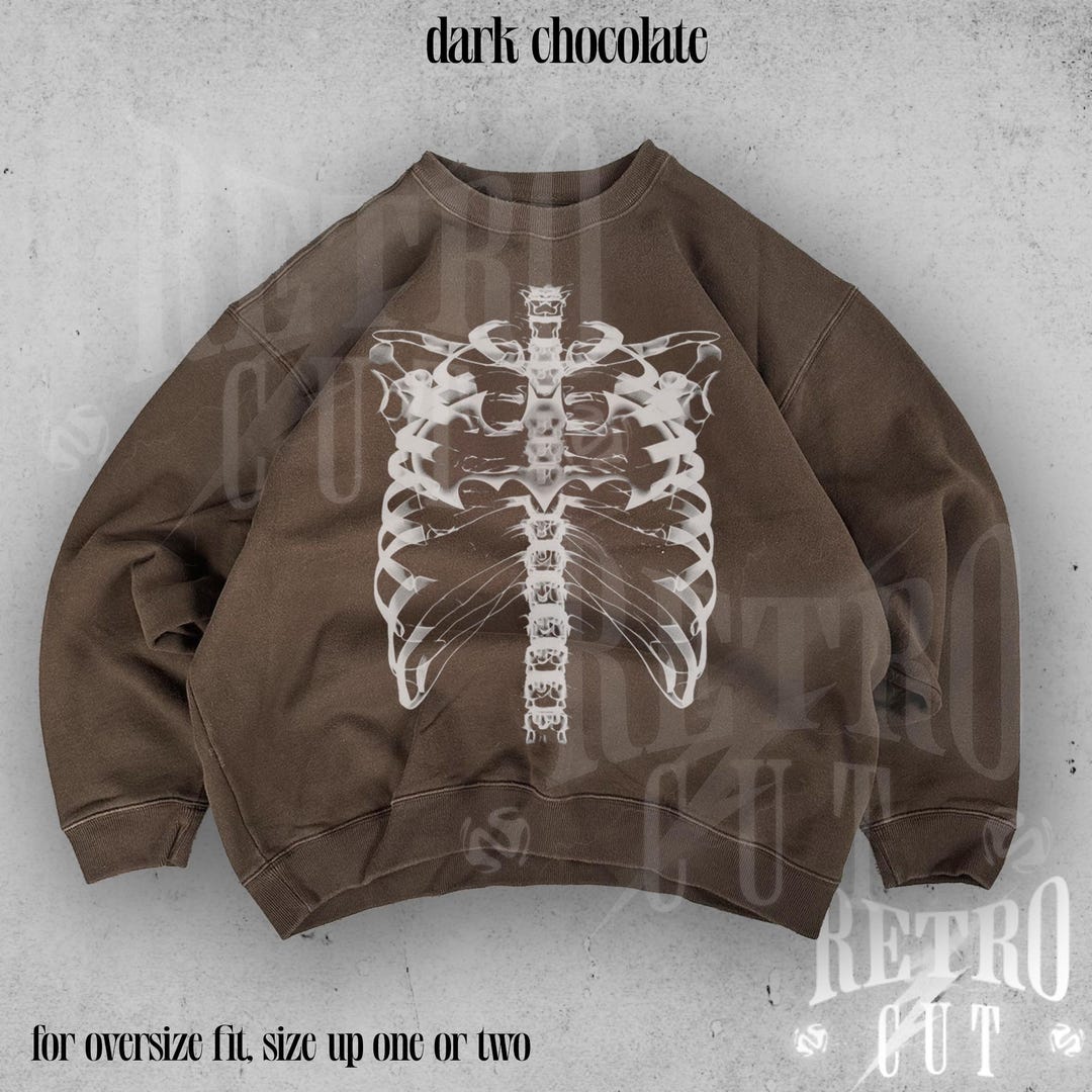 90's Oldschool Skeleton Rib Cage Sweatshirt, Vintage Gothic Grunge ...