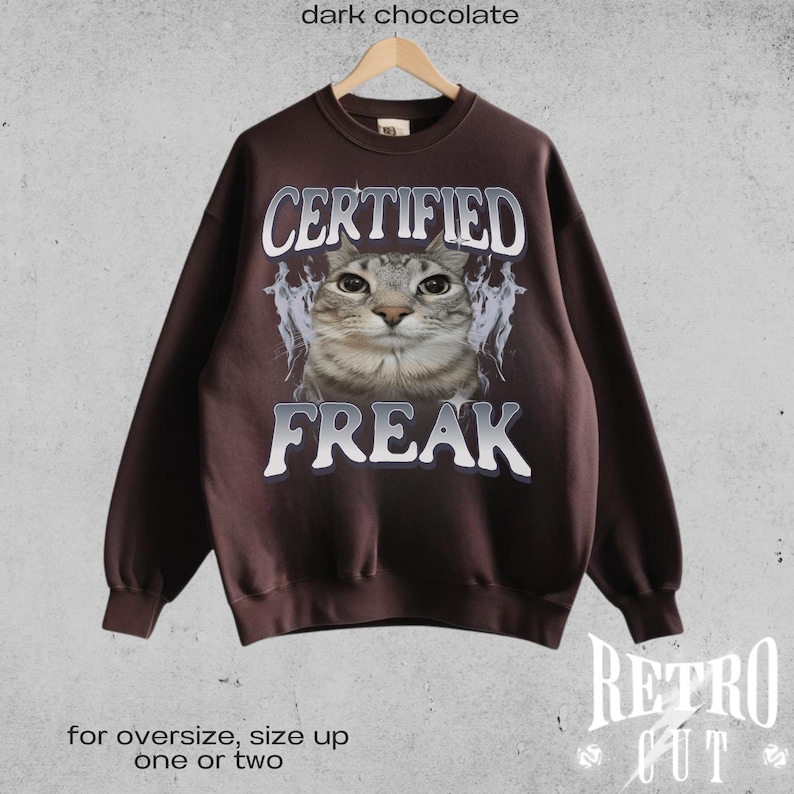 Sudadera con meme de gato divertido, suéter vintage de gatito, sudadera ...