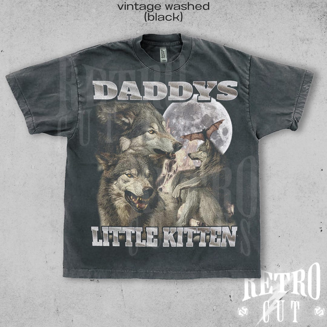 Daddy's Little Kitten Shirt, Funny Alpha Wolf Vintage 90s T-shirt ...