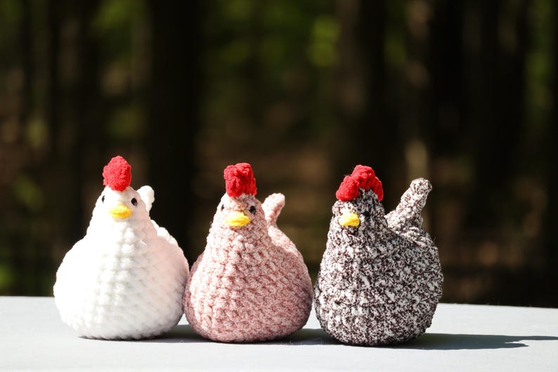 Crochet Chicken Plush | Handmade Amigurumi Hen, Farmhouse Decor - Etsy
