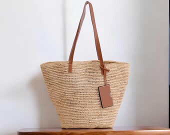Organic Raffia Large Summer Bag Raffia Shoulder Bag, Straw Shoulder Bag ...