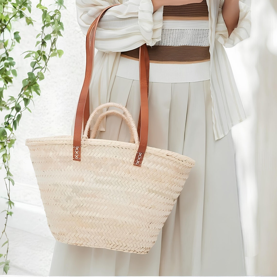 Organic Raffia Large Summer Bag Raffia Shoulder Bag, Straw Shoulder Bag ...