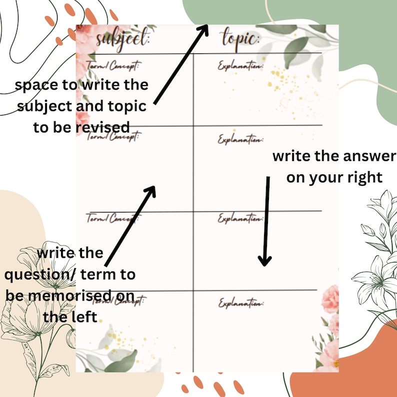 Flash Card Templates - Etsy