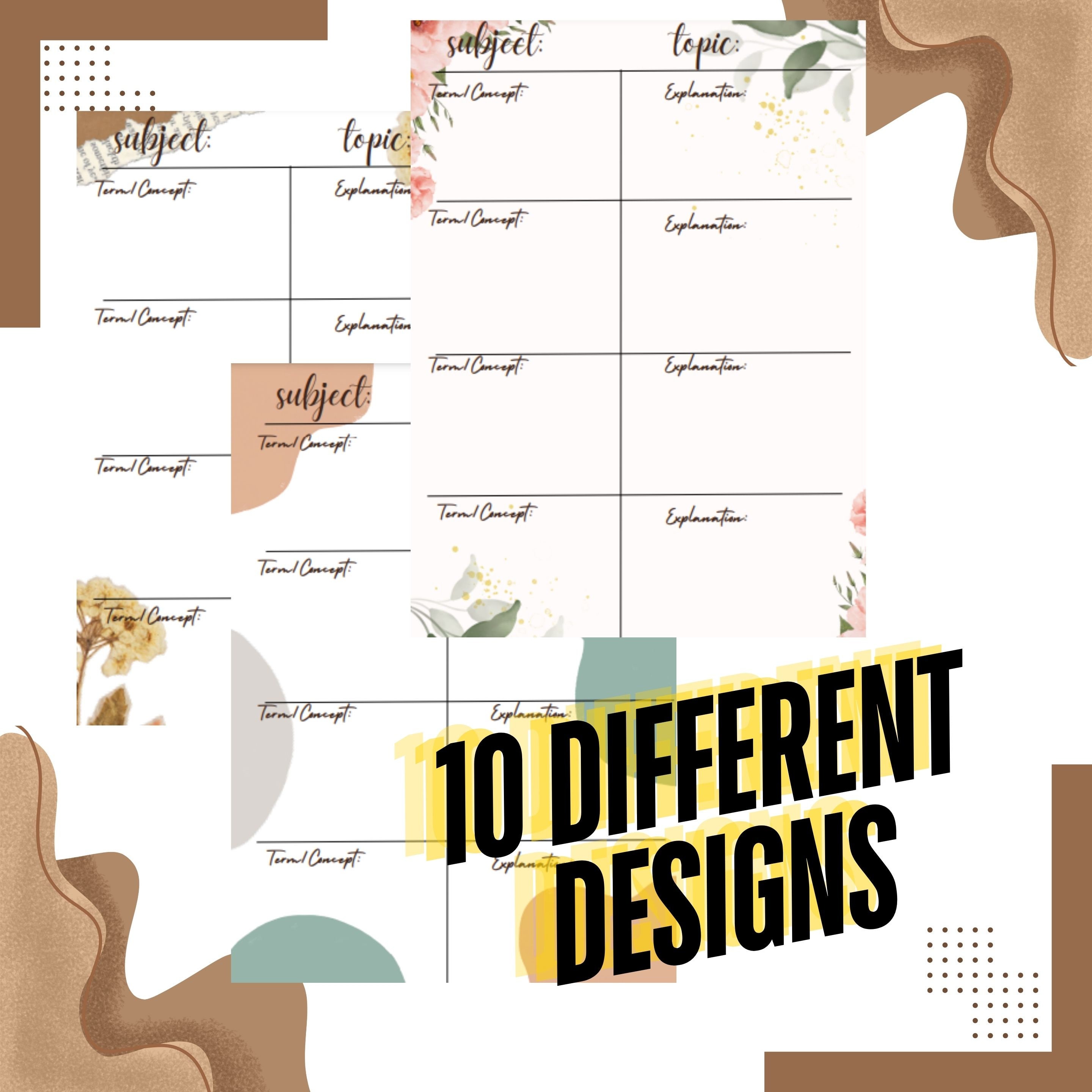 Flash Card Templates - Etsy