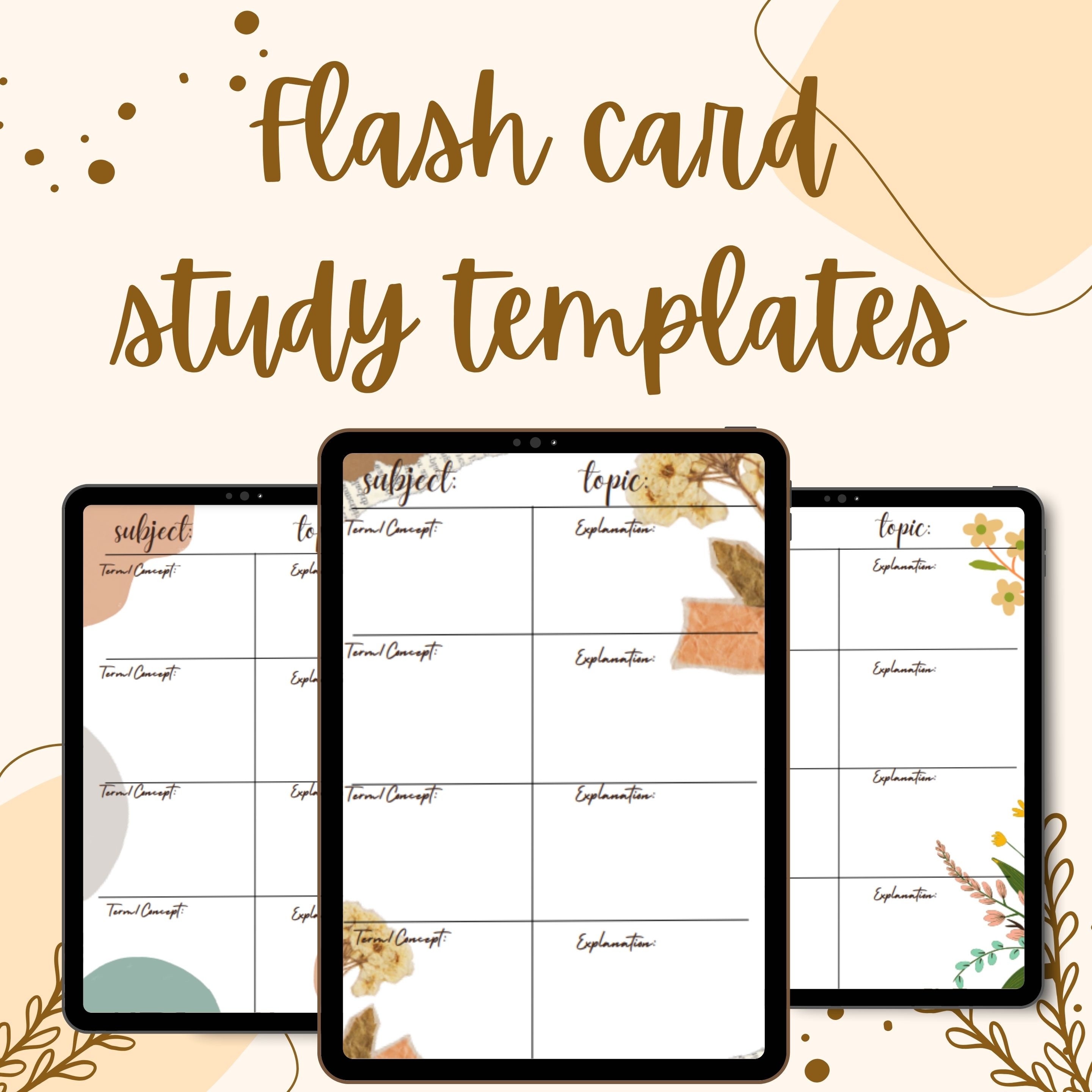 Flash Card Templates - Etsy