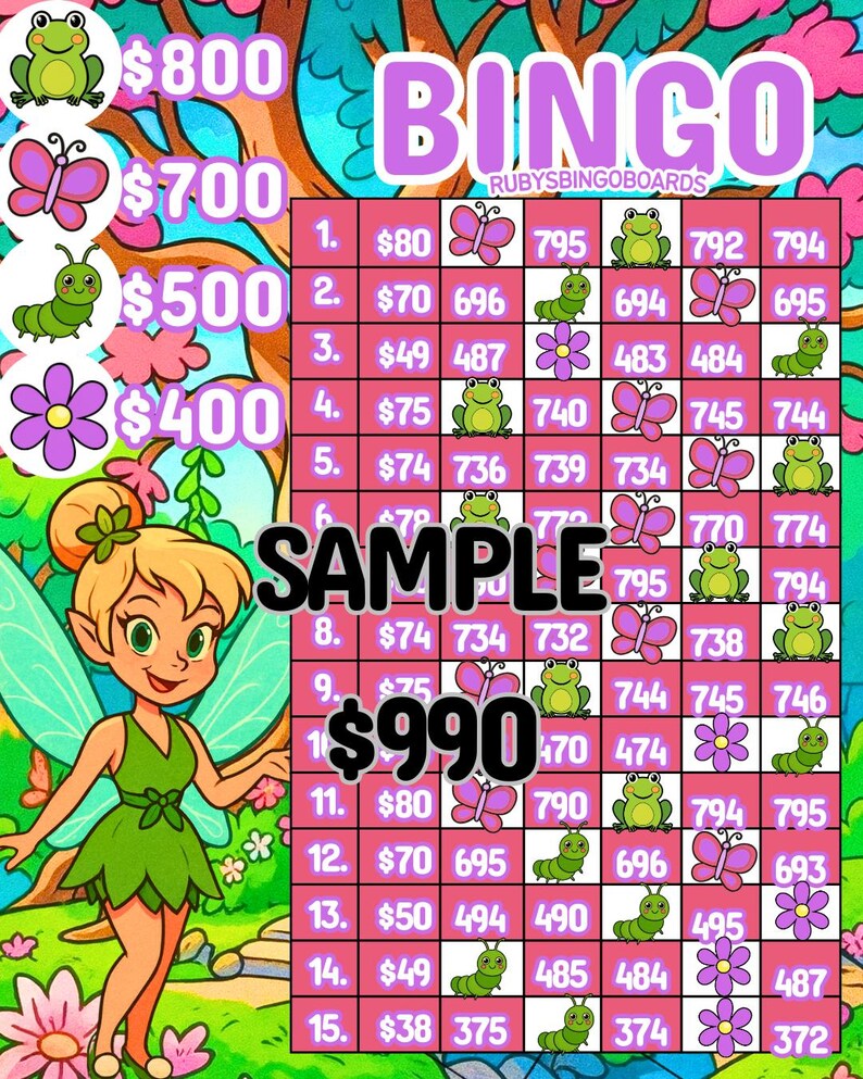 Fairy Bingo Board 800 - Etsy