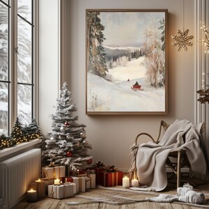 Christmas Wall Art Snowy Nordic Landscape Print | Vintage Farmhouse ...
