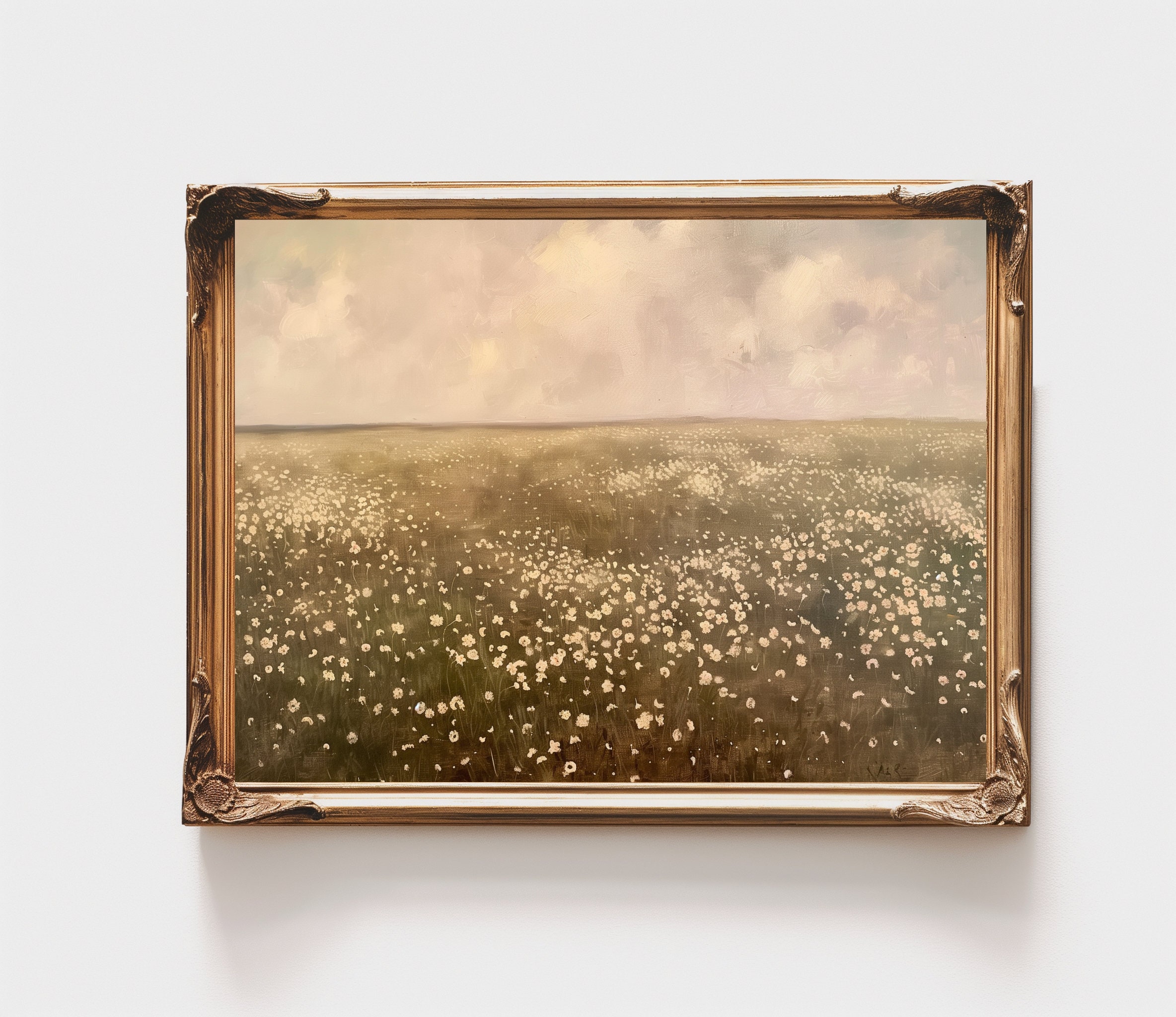 Spring Landscape Country Field Printable Art Spring Meadow Vintage ...