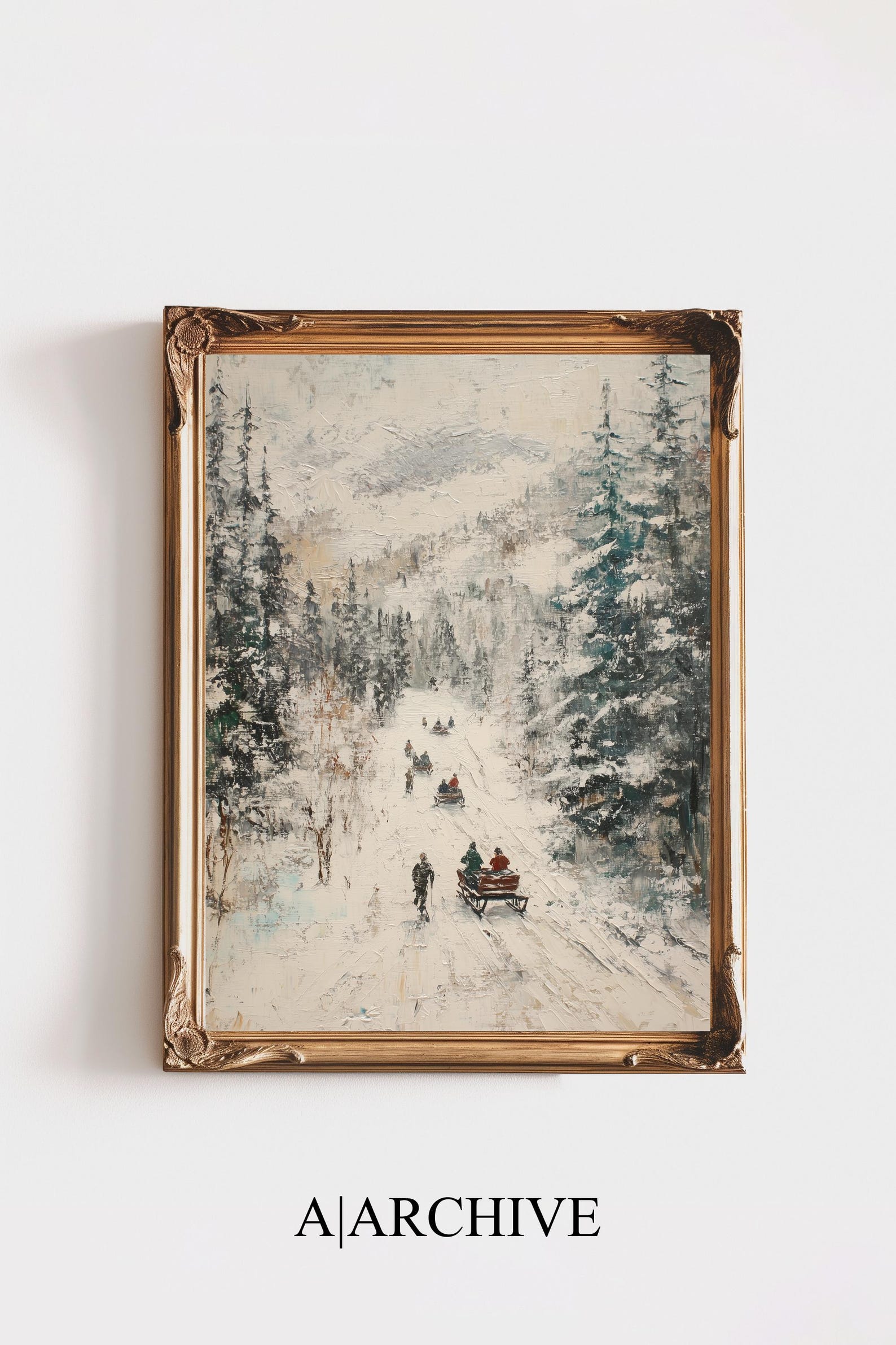 Winter Farmhouse Landscape Print Vintage Christmas Nordic Decor ...