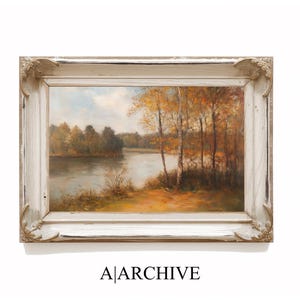 Cozy Fall Decor Autumn Landscape Printable Wall Art Vintage Lake Scene ...