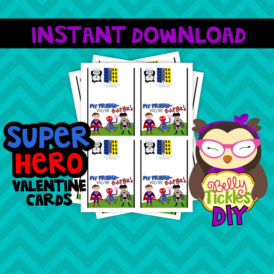 Super Hero DIY Valentines Fold-over Printables - Etsy