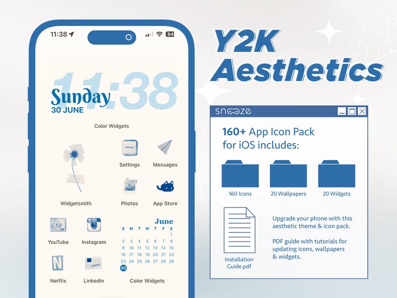 Y2K Aesthetic Icon Pack Minimal Designs Retro Style Wallpapers and ...