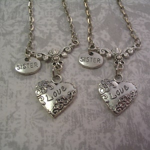 2 Sisters Love Heart Necklace Set for Sisters Jewelry Gift - Etsy