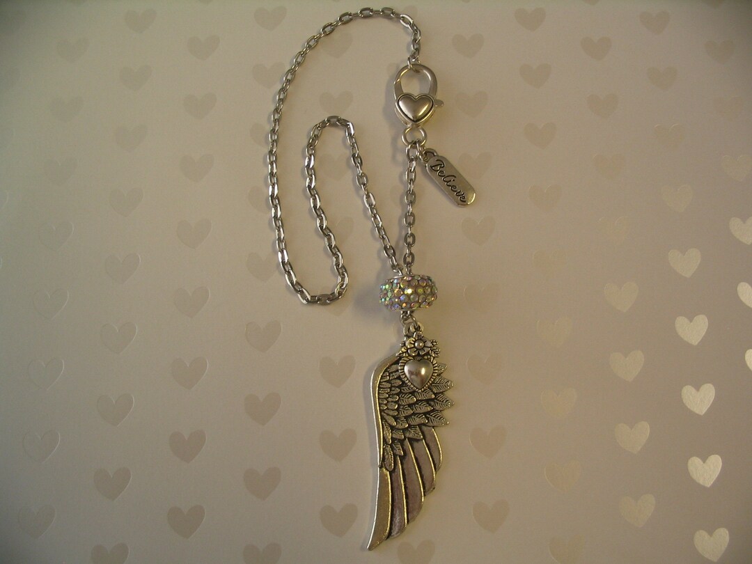Angel Wing Car Rear View Mirror With Believe Charm Accessory Car ...