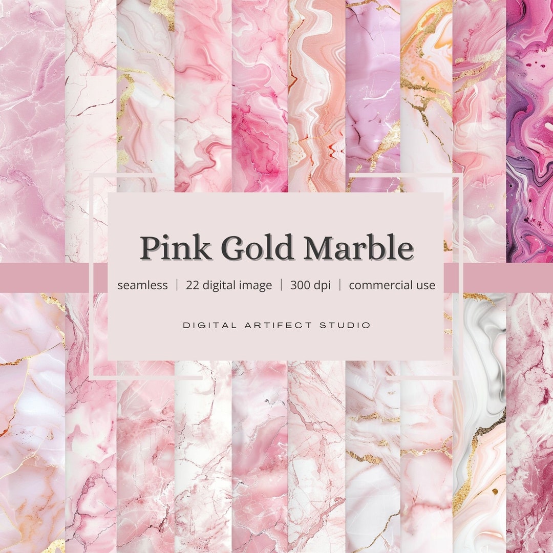 Pink Gold Marble Digital Paper, Wallpaper, Seamless Marble Textures ...