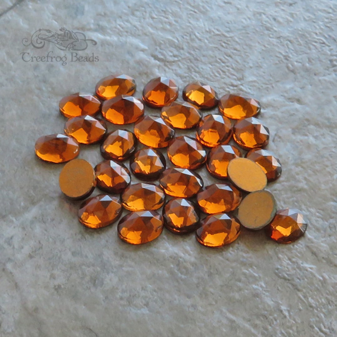 8x10 Mm FACETED Glass Cabochons in Smoky Topaz. Lot of 6 Vintage West ...