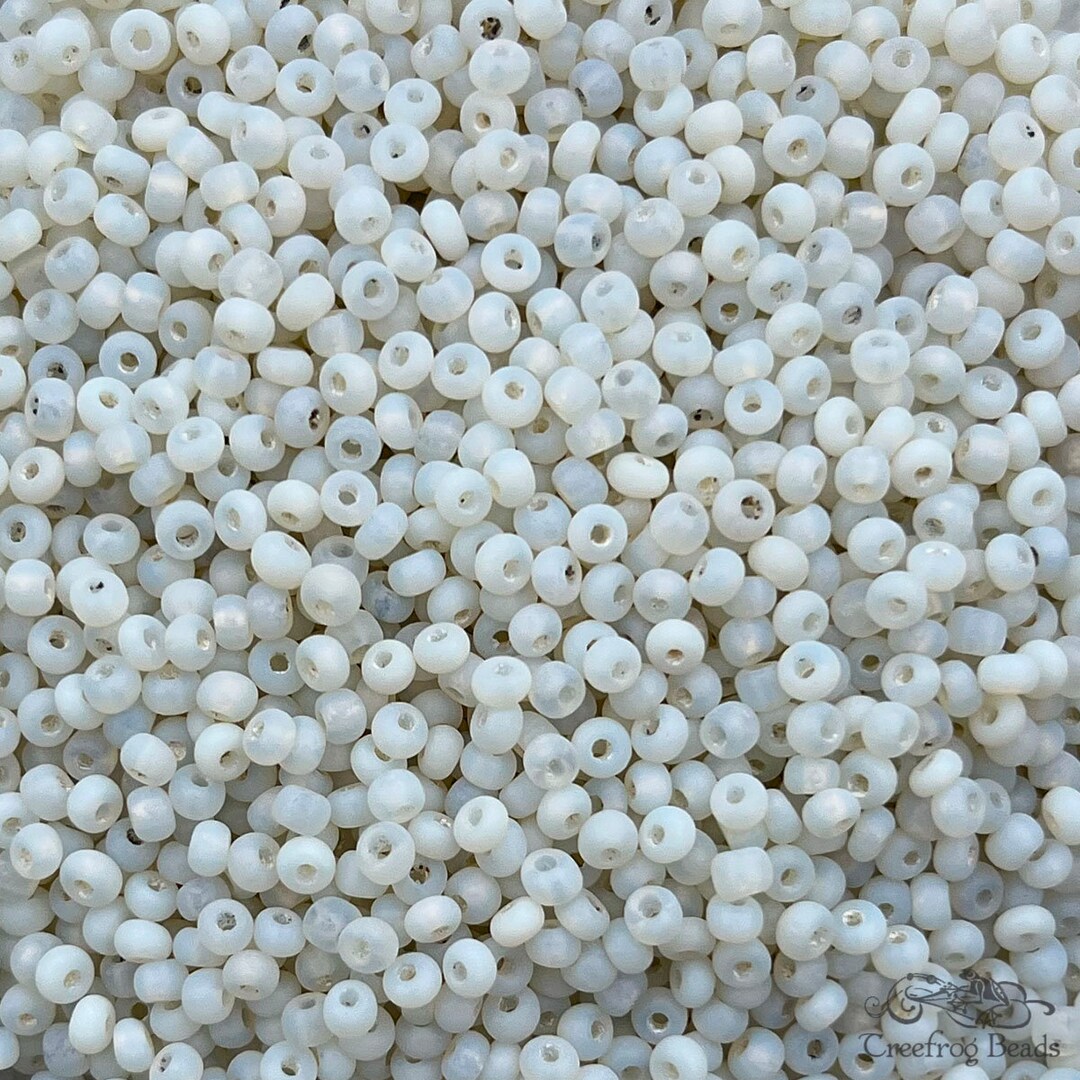 Vintage Venetian Glass Seed Beads, Size 9/0 Matte White Opal. 10 Grams ...