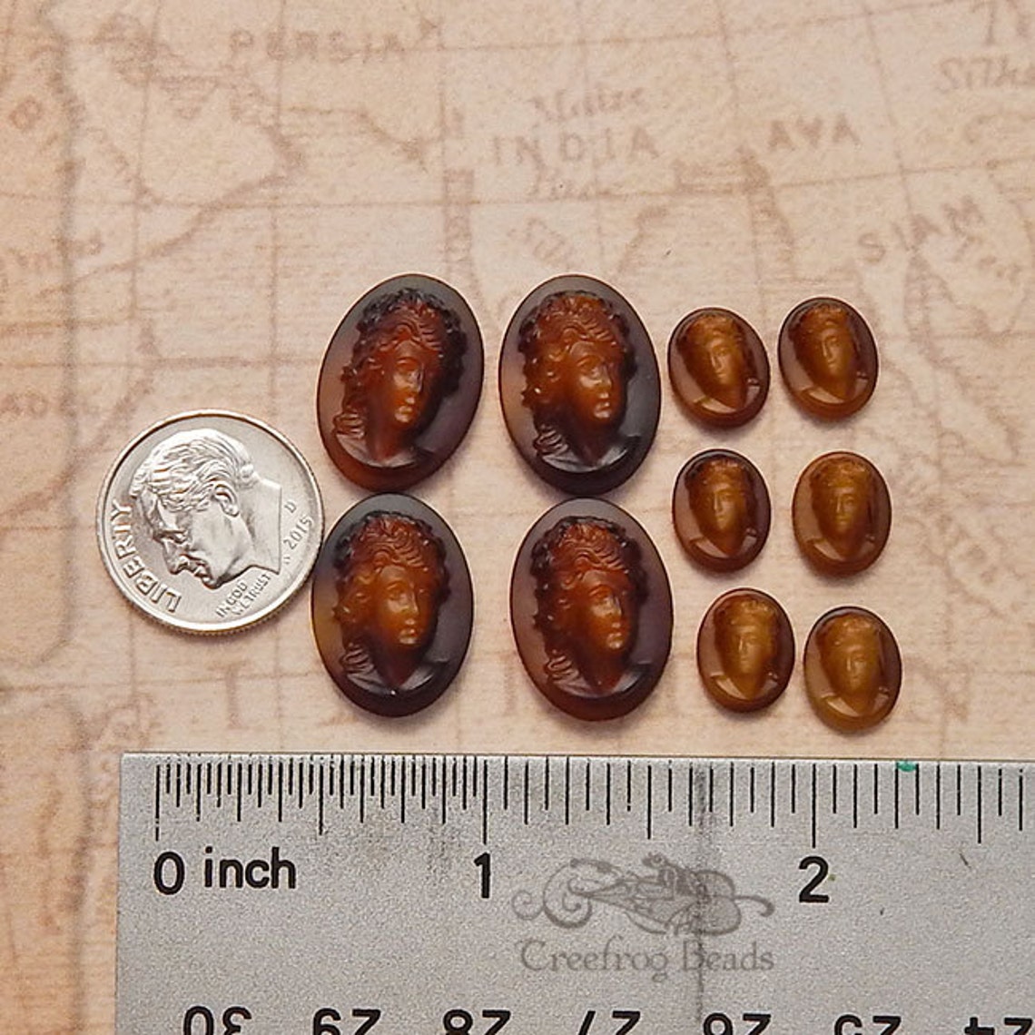 1960's Vintage German Glass Cameos in Variegated Browns. - Etsy