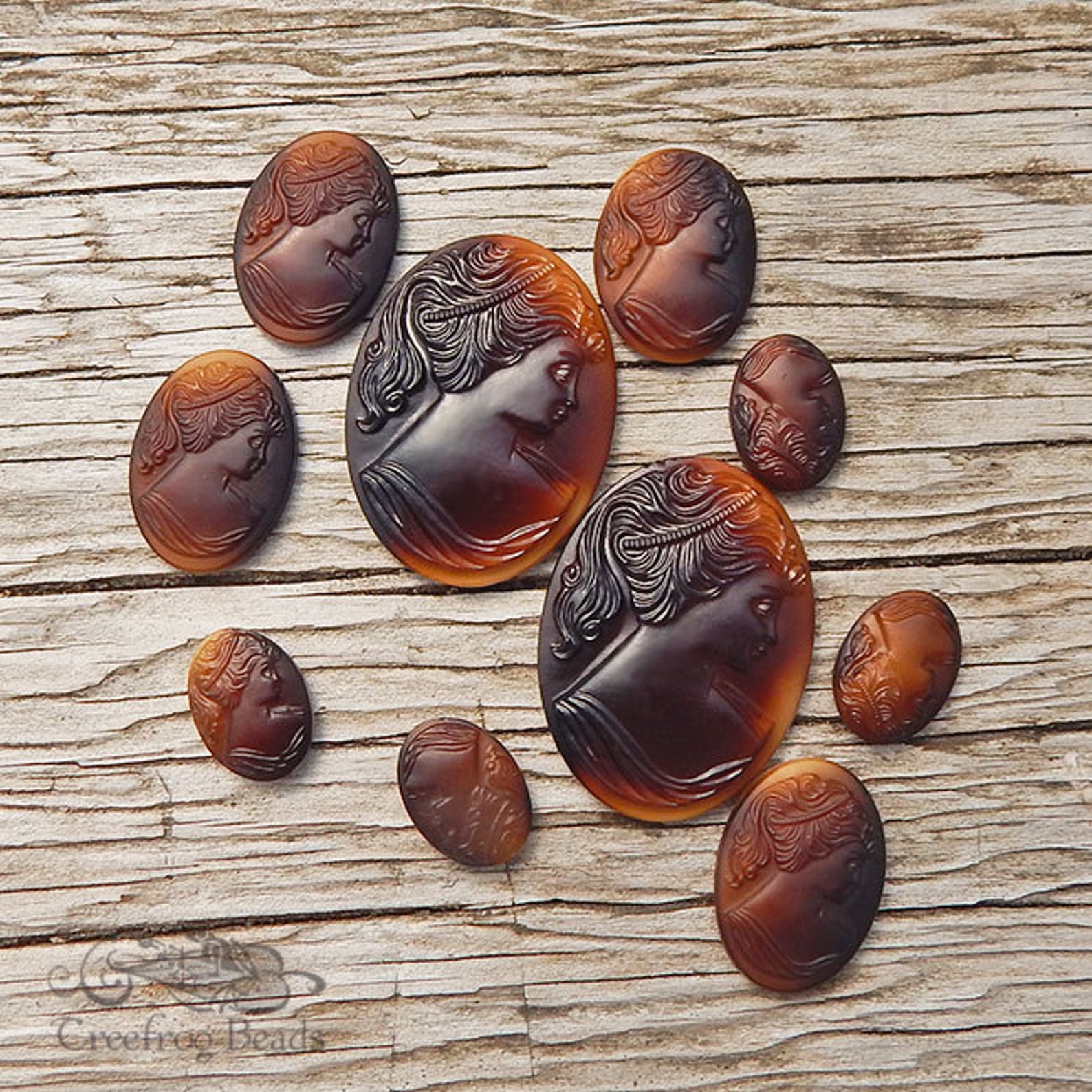 18x13 Mm Vintage West German Glass Cameos. 13x18 Mm Lady Cabochons in ...