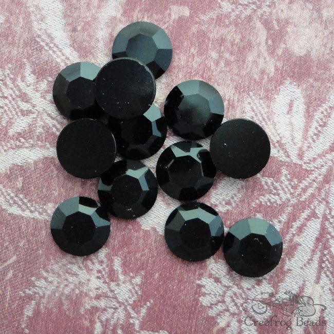 1970's vintage Swarovski lead crystal flatbacks in jet | Etsy