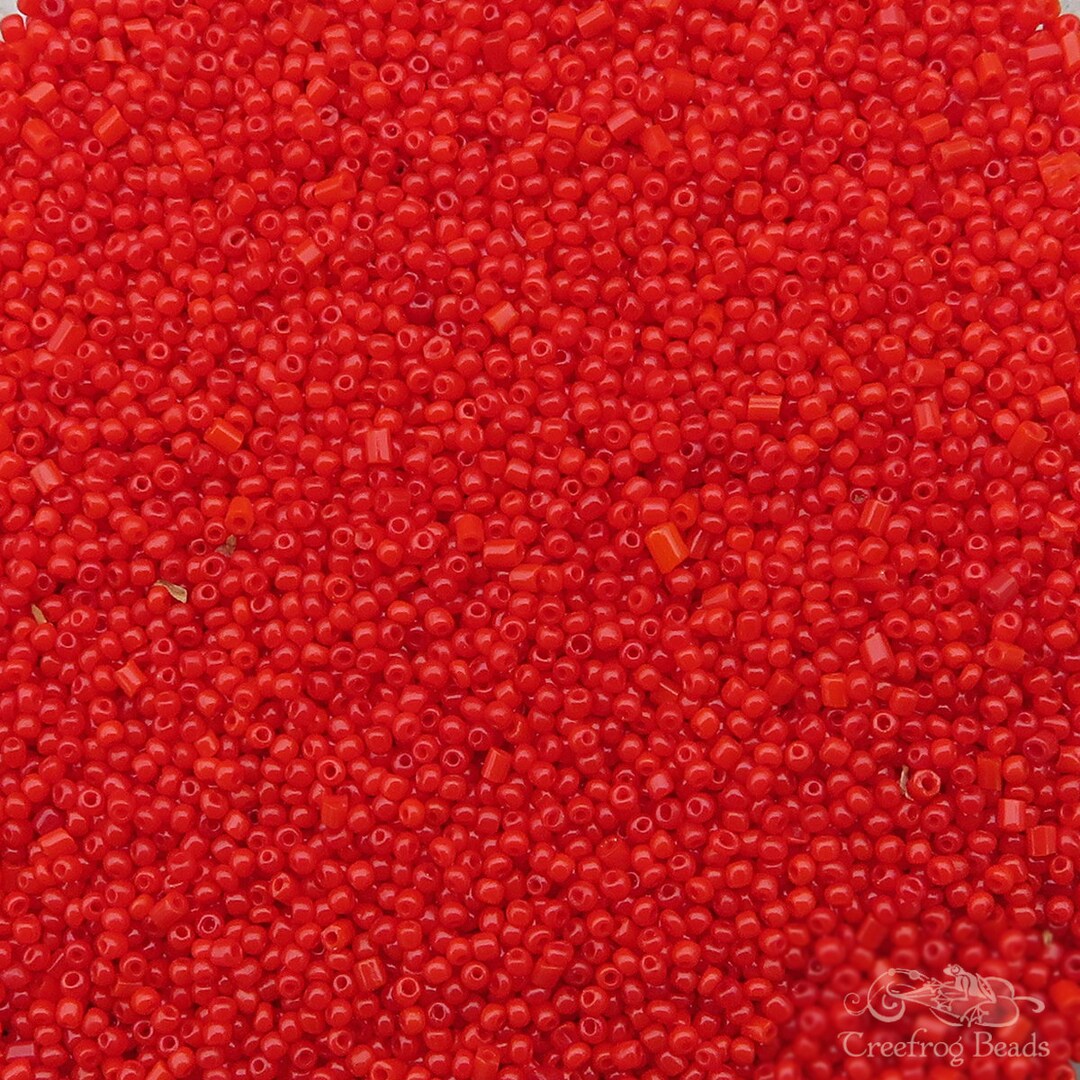 Antique Size 16/0 Venetian Glass Micro Seed Beads in Opaque Bright Red ...