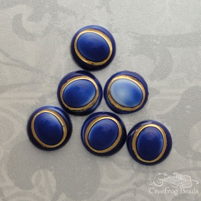 6 Dark Blue Vintage Glass Cabochons. 9mm Round Faux Lapis Blue | Etsy