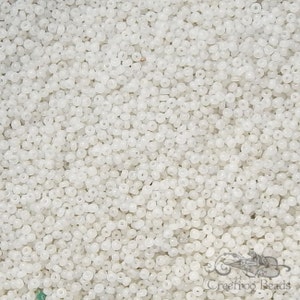 Size 16/0 or 18/0 Antique Micro Seed Beads in Translucent Greasy White ...
