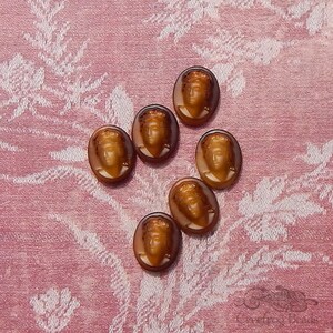 1960's Vintage German Glass Cameos in Variegated Browns. Small 8x10 Mm ...