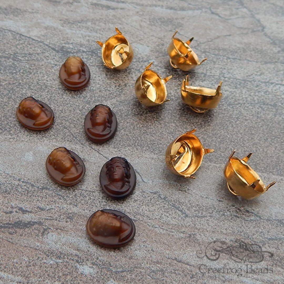 NOS Vintage Raw Brass Settings to Fit 8x10 Stones. Lot of 12 Closed ...