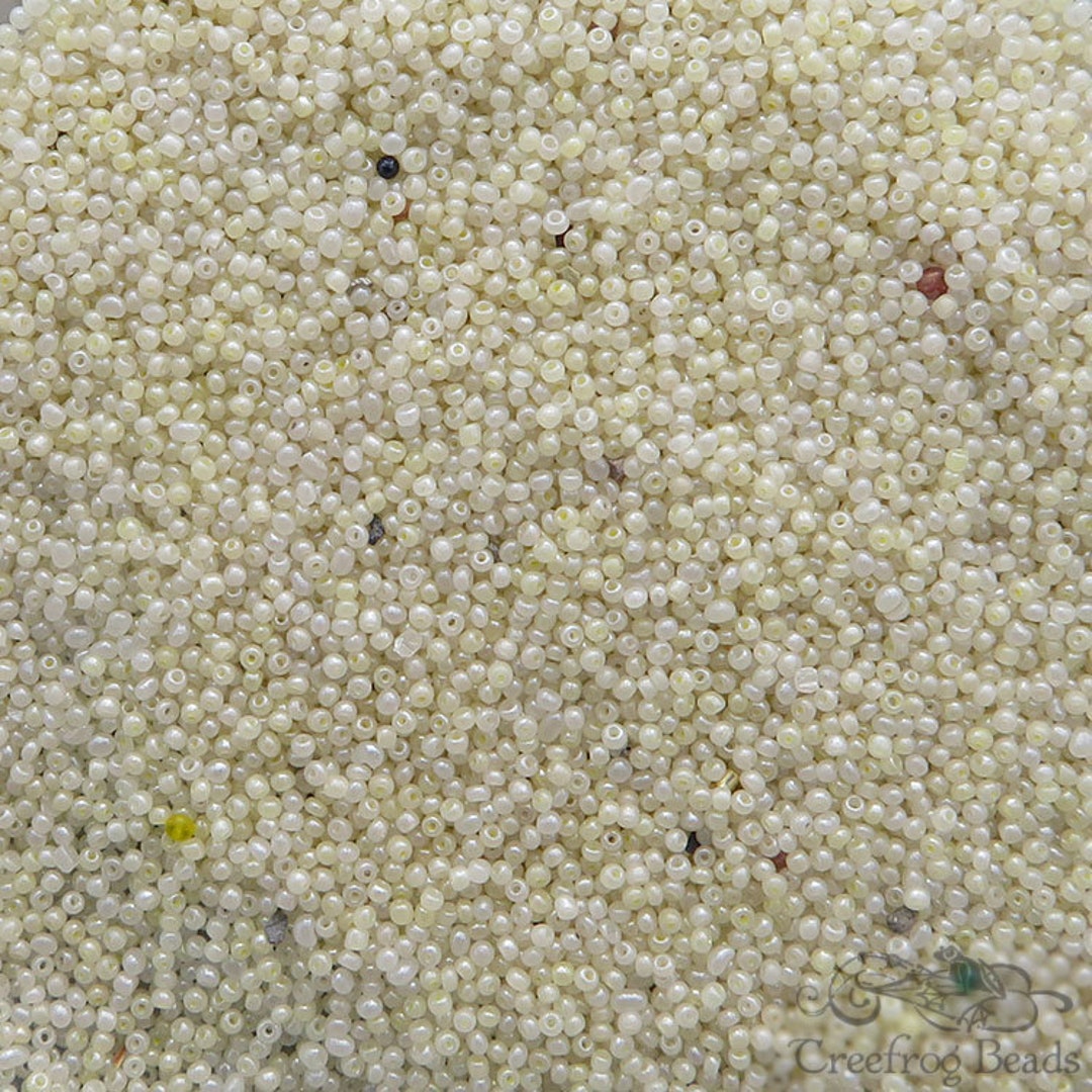 Size 20/0 Antique Microbeads in Creamy Pearl White. Vintage Glass Micro ...