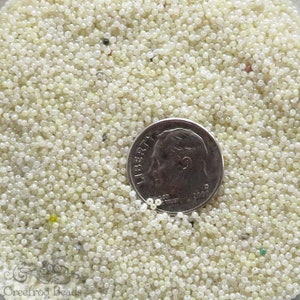 Size 20/0 Antique Microbeads in Creamy Pearl White. Vintage Glass Micro ...