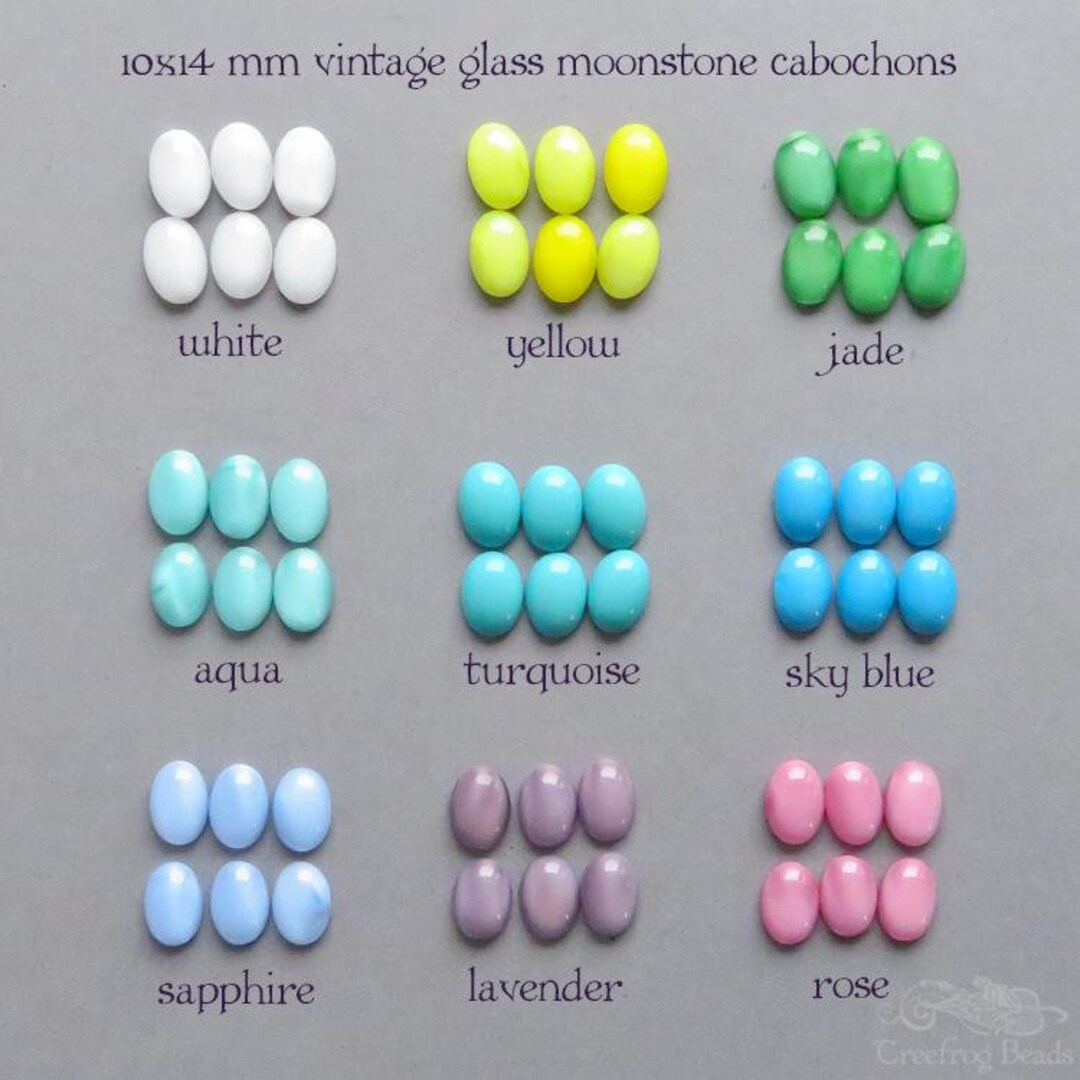 1960's Vintage West German Faux Moonstone Glass Cabochons in 9 Pastel ...