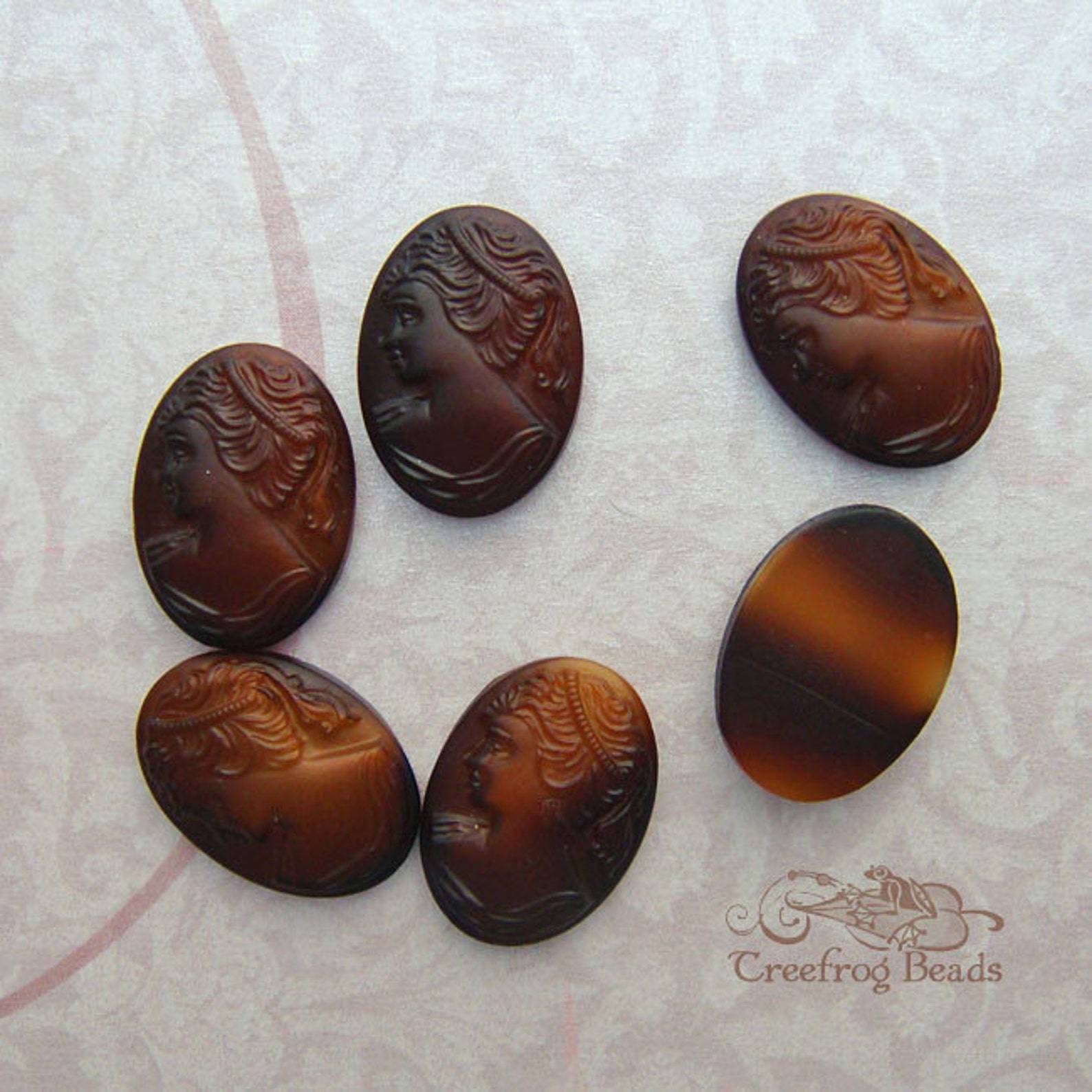 18x13 Mm Vintage West German Glass Cameos. 13x18 Mm Lady Cabochons in ...